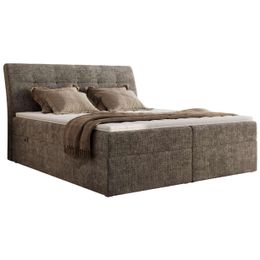 BOXBETT DAGOS 120/200 - Braun Schenille grob gewebt - H3 - Topper Visco