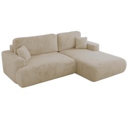 ECKSOFA OVO L Creme Pl&uuml;sch - Rechts Seite