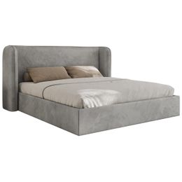 POLSTERBETT EMORA CLASSIC 200/200 - Hellgrau Velvet - Schaum-Matratze
