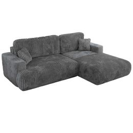 ECKSOFA OVO L Dunkelgrau Cord - Rechts Seite