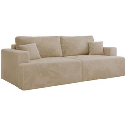 4-SITZER SOFA VIRELLA Creme Pl&uuml;sch