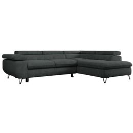 ECKSOFA PEDRO L Dunkelgrau Struktur - Rechts Seite