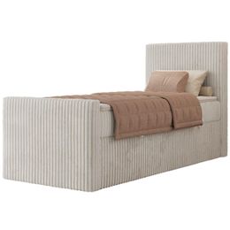 BOXBETT TILIANO DUO 90/200 - Beige Cord - H3 - Topper Visco - Rechts Seite