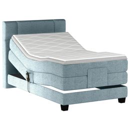 Esposa Boxspringbett, Graublau, Kunststoff, Kiefer, vollmassiv, H3, 7,7-Zonen, H&ouml;he ca. 18 cm, 100x200 cm, gepolstertes Kopfteil, Stoffauswahl, Schlafzimmer, Betten, Boxspringbetten