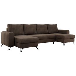 WOHNLANDSCHAFT AXEL U Velvet Braun