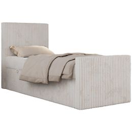 JUGENDBETT TILIO DUO 90/200 - Beige Cord - H4 - Links Seite