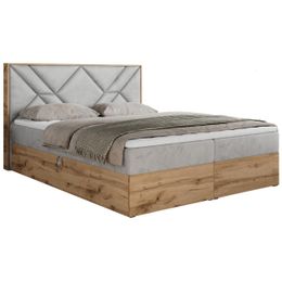 BOXBETT GUNAR - 120/200 Hellgrau Velvet - H3