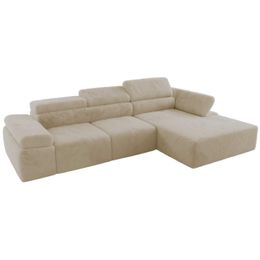 ECKSOFA RILASSO L Creme Pl&uuml;sch - rechts