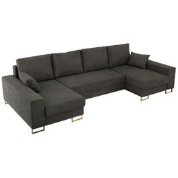 WOHNLANDSCHAFT DORIAN U Velvet Dunkelgrau