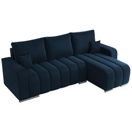 ECKSOFA KIRASSO L Dunkelblau Velvet