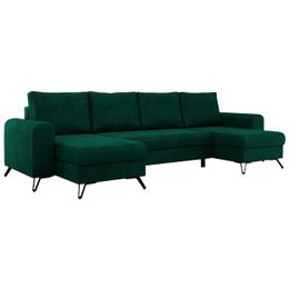 WOHNLANDSCHAFT AXEL U Velvet Dunkelgr&uuml;n
