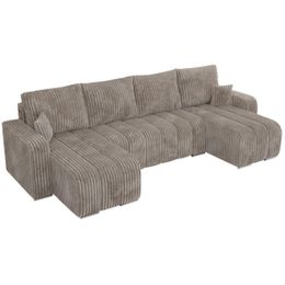 WOHNLANDSCHAFT KIRASSO U Hellbraun Cord