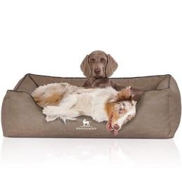 Knuffelwuff Orthop&auml;disches Hundebett Rockland aus Kunstleder stone clay XXXL