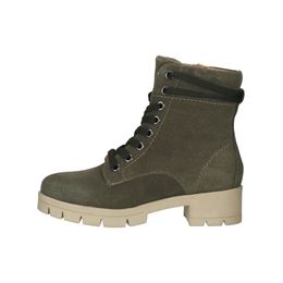 Schn&uuml;rstiefelette Tamaris "Tamaris Stiefelette Leder", Damen, Gr. 40, khaki, Leder, Schuhe Schn&uuml;rstiefelette