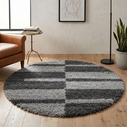Hochflor-Teppich Ayyildiz Teppiche "Gala Shaggy 2505", grau, H:30mm &Oslash;:80cm, Kunstfaser, Teppiche, Wohnzimmer