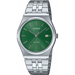Quarzuhr, silber (edelstahlfarben, grasgr&uuml;n), CASIO TIMELESS COLLECTION, Armbanduhren, Damen, Quarzuhr, Armbanduhr, Herrenuhr, Damenuhr, Jugendliche, Datum, Edelstahlarmband