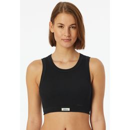 Bustier Schiesser "Revival Kollektion", Damen, Gr. 44, N-Gr, schwarz (000, schwarz), Feinripp, Obermaterial: 95% Baumwolle, 5% Elasthan, BHs Bustier, Breite Abschl&uuml;sse an Dekollet&eacute; und Armausschnitt