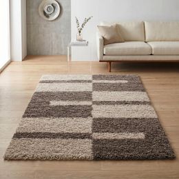 Hochflor-Teppich Ayyildiz Teppiche "Gala Shaggy 2505" Gr. 8, grau (taupe), B:280cm H:30mm L:370cm, Kunstfaser, Teppiche, Langflor, L&auml;ufer, alle R&auml;ume, Wohnzimmer