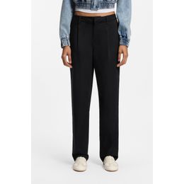 Bundfaltenhose Hugo "Hulisea", Damen, Gr. 40, N-Gr, schwarz (schwarz 001), Web, Obermaterial: 97% Baumwolle, 3% Elasthan, unifarben, straight fit lang, Hosen, Straight Leg