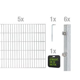 Doppelstabmattenzaun Alberts "Grundset", silber (silberfarben), H:120cm, Stahl, Zaunelemente, H&ouml;he: 80-200 cm, Gesamtl&auml;nge: 4-30 m, zum Einbetonieren