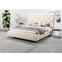 Polsterbett Home Affaire "Maxime, in 4 Breiten bis 200cm, auch in Leder", beige (nature), B:216cm H:105cm L:234cm, 94% Polyester, 6% Nylon, Betten, Polsterbett, Kopfteilh&ouml;he 143 cm, belastbar bis 280 kg, auch in &Uuml;berl&auml;nge 220cm
