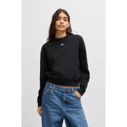Sweatshirt Hugo "Delessa", Damen, Gr. XXL, schwarz (schwarz 001), Sweatware, Obermaterial: 100% Baumwolle, unifarben, regular fit normal, Rundhals, B&uuml;ndchen, Sweatshirts Sweatshirt, mit Logoaufn&auml;her