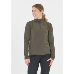 Langarmshirt Endurance "VIRONIC W Waffle", Damen, Gr. 38, gr&uuml;n, olivgr&uuml;n, 92% Polyester, 8% Elasthan, meliert, unifarben, normal, hoch geschlossener Ausschnitt, Shirts Langarmshirt, mit atmungsaktiver Eigenschaft