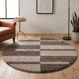 Hochflor-Teppich Ayyildiz Teppiche "Gala Shaggy 2505", grau (taupe), H:30mm &Oslash;:160cm, Kunstfaser, Teppiche, Wohnzimmer