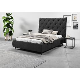 Polsterbett Home Affaire "Maxime, in 4 Breiten bis 200cm, auch in Leder", schwarz, B:176cm H:105cm L:234cm, 96% Polyester, 4% Polyacryl, Betten, Polsterbett, Kopfteilh&ouml;he 143 cm, belastbar bis 280 kg, auch in &Uuml;berl&auml;nge 220cm