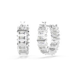 Paar Creolen Swarovski "Schmuck Geschenk Matrix Ohrringe", silber (metallfarben, kristallwei&szlig;, kristallwei&szlig;), Ohrringe, Damen, Metall, mit Swarovski Kristall, Swarovski Zirkonia (synth.)