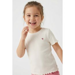 T-Shirt Tom Tailor, M&auml;dchen, Gr. 116/122, soft cream wei&szlig;, Jersey, Obermaterial: 93% Baumwolle, 7% Elasthan, unifarben, regular fit normal, Rundhals, gewellter Abschluss, Shirts T-Shirt, mit Print