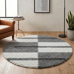 Hochflor-Teppich Ayyildiz Teppiche "Gala Shaggy 2505", grau (hellgrau), H:30mm &Oslash;:80cm, Kunstfaser, Teppiche, Wohnzimmer