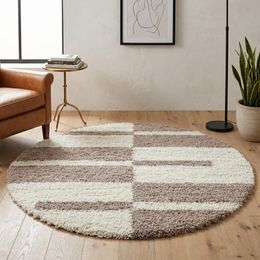 Hochflor-Teppich Ayyildiz Teppiche "Gala Shaggy 2505", beige, H:30mm &Oslash;:80cm, Kunstfaser, Teppiche, Wohnzimmer
