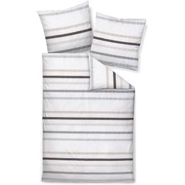 Bettw&auml;sche Janine "J. D.87101 09", grau (taupegrau), B/L: 135cm x 200cm, 1 Stk., 1 Stk., Mako-Satin, B/L: 80cm x 80cm, Mako-Satin, Obermaterial: 100% Baumwolle, Bettw&auml;sche, Bettw&auml;sche, mit Rei&szlig;verschluss