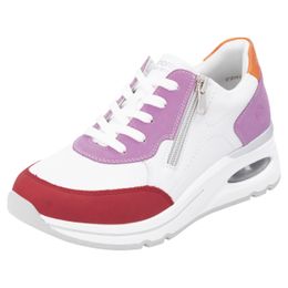 Keilsneaker Remonte "Elisabeth Hurley-Collection", Damen, Gr. 40, bunt (wei&szlig; multi), Leder, Lederimitat, kontrastfarbene Details, Schuhe, Freizeitschuh, Halbschuh, Schn&uuml;rer mit herausnehmbarer Soft-Einlage