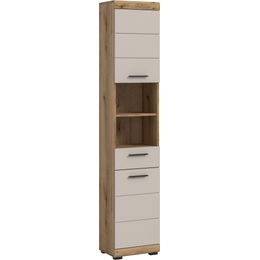 Hochschrank Welltime "SIENA, Breite 37cm, 2 T&uuml;r, 1 Schubkasten, 2 offene F&auml;cher, MDF-Front", evoke, kaschmir, B:37cm H:191cm T:31cm, FSC-zertifizierter Holzwerkstoff, Schr&auml;nke, Hochschrank, in verschiedenen Farben erh&auml;ltlich, Badm&ouml;bel, Badschrank, Schrank, Bad