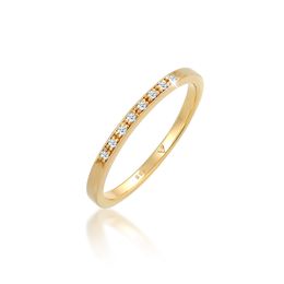 Verlobungsring Elli DIAMONDS "Bandring Verlobung Diamant (0.04 ct.) 585 Gelbgold" Gr. 56, wei&szlig;, Fingerringe, Damen, 56mm, 0,04 P1 = bei 10-facher Vergr&ouml;&szlig;erung erkennbare Einschl&uuml;sse, Gelbgold 585, 2mm, Verlobungsring