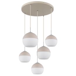 Globo LIGHTING H&auml;ngeleuchte "RAGUSA", sandfarben matt, 5, &Oslash; 75cm H: 120cm, 1 Stk., Leuchten, sandfarbene Pendelleuchte, Mix-Glaskugeln, E27, h&ouml;henk&uuml;rzbar, H&auml;ngeleuchte