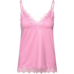 Spaghettitop rosemunde "Billie Strap Top", Damen, Gr. 36, pink, Obermaterial: 90% Polyester, 10% Elasthan, normal h&uuml;ftlang, V-Ausschnitt, Tops, Vintage-Spitzenbesatz an Ausschnitt und Saum, feminin