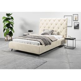 Polsterbett Home Affaire "Maxime, in 4 Breiten bis 200cm, auch in Leder", beige (nature), B:176cm H:105cm L:254cm, 94% Polyester, 6% Nylon, Betten, Polsterbett, Kopfteilh&ouml;he 143 cm, belastbar bis 280 kg, auch in &Uuml;berl&auml;nge 220cm
