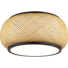 Globo LIGHTING Deckenleuchte "BAMBORA", schwarz matt, 1, &Oslash; 30cm H: 19,2cm, 1 Stk., Leuchten, Schwarze Deckenlampe Bambus LED CCT opal, Memory, Deckenleuchte