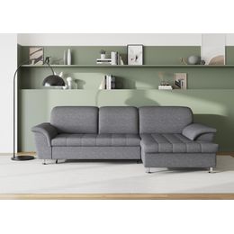Ecksofa DOMO collection "FRANZI 278x170x81 cm, Steppung im Sitzbereich, L-Form", grau (wei&szlig;, grau), B:278cm H:81cm T:170cm, Flachgewebe (100% Polyester);Chenille (100% Polyester), Sofas, Ecksofa, wahlweise mit Bettfunktion, Bettkasten und Kopfteilverstellung