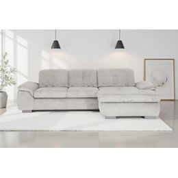 Ecksofa DIE PLANBAR "MP-IN16037 L-Form mit Federkern-Polsterung", cord ecru, B:289cm H:85cm T:195cm, 88% Polyester, 12% Polyamid, Sofas, Ecksofa, mit Sitztiefenverstellung & Zierkissen