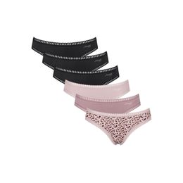 Slip Sloggi "Slip GO Crush Mini C6P 6er Pack", Damen, Gr. L, bunt (schwarz, rosa), Obermaterial: 95% Baumwolle CO. 5% Elasthan EL., Unterhosen Slip