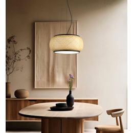 Globo LIGHTING H&auml;ngeleuchte "BAMBORA", schwarz matt, 1, &Oslash; 38cm H: 120cm, 1 Stk., Leuchten, Schwarz Bambus Pendelleuchte LED CCT Memory, k&uuml;rzbar, H&auml;ngeleuchte