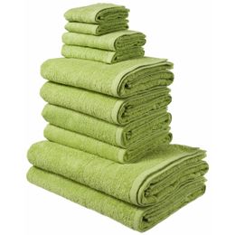 Handtuch Set OTTO HOME "Inga, Duscht&uuml;cher, Handt&uuml;cher, G&auml;stet&uuml;cher, Seift&uuml;cher", gr&uuml;n, Standard (420g/m&sup2;), Walkfrottier, Walkfrottier, Obermaterial: 100% Baumwolle, Handtuch-Sets, Handt&uuml;cher mit feiner Bord&uuml;re, 100% Baumwolle, einfarbig, weich