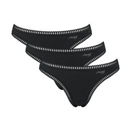 String Sloggi "GO Crush String C3P", Damen, Gr. XL, schwarz, Single Jersey, Obermaterial: 95% Baumwolle, 5% Elasthan, Unterhosen String, mit Spitzendetails