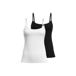 Unterhemd Calida "Unterhemd Spaghetti-Top Essential Cotton 2er Pack", Damen, Gr. 40-42, N-Gr, bunt (wei&szlig;, schwarz), Obermaterial: 95% Baumwolle CO. 5% Elasthan EL., Unterhemden Unterhemd