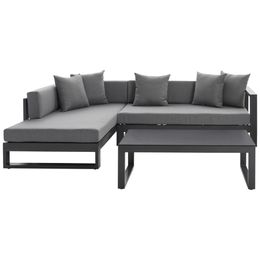 Amatio Pro Loungegarnitur, Anthrazit, Metall, Glas, Textil, F&uuml;llung: Schaumstoff,Polyester,Schaumstoff, L-Form, 248x180 cm, Loungem&ouml;bel, Gartenlounge-Sets