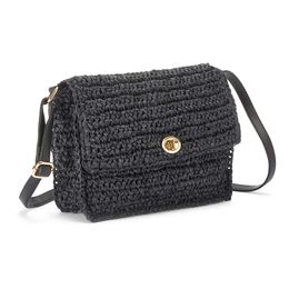 Umh&auml;ngetasche Vivance "Handtasche", Damen, Gr. B/H/T: 23cm x 19cm x 5cm, schwarz, Papierstroh, unifarben, Taschen Umh&auml;ngetasche, Minibag, Henkeltasche, Bast-Optik, Sommertasche, Crossbody Bag
